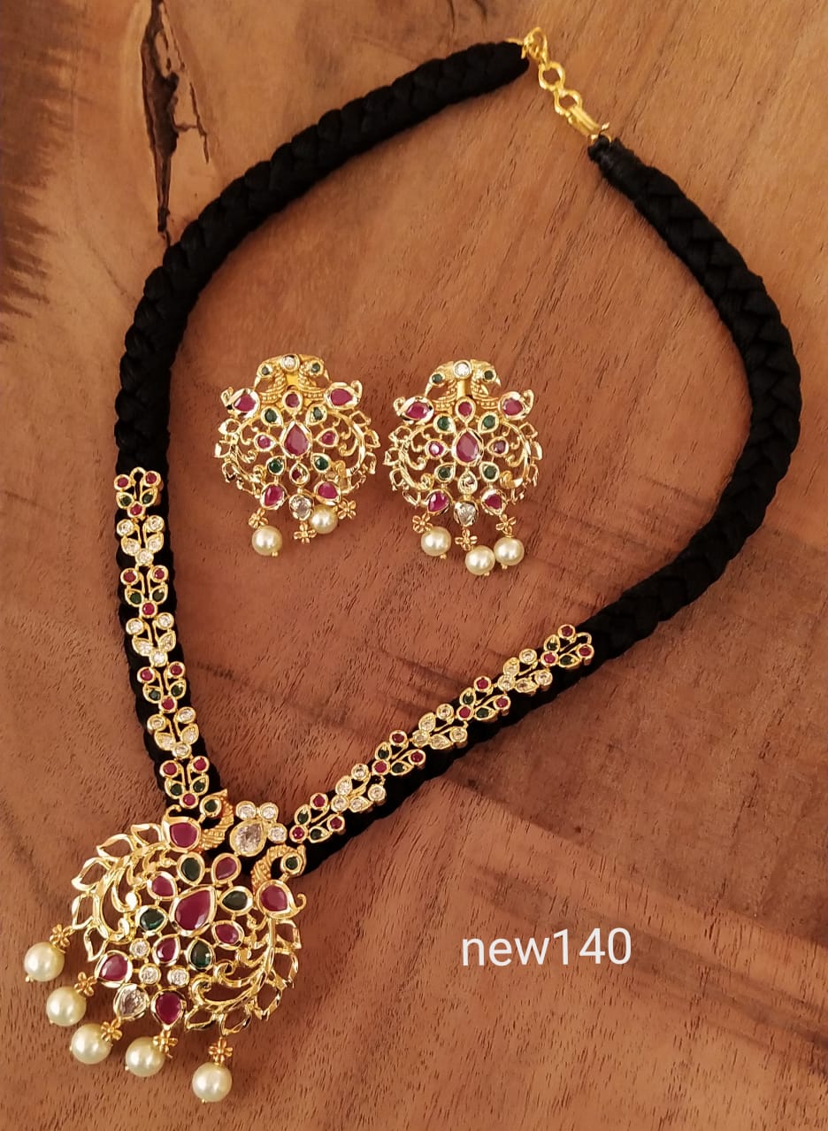Black Thread Necklace - Indian Jewelry Designs
