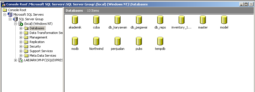 Detach dan Attach Database pada SQL Server 2000