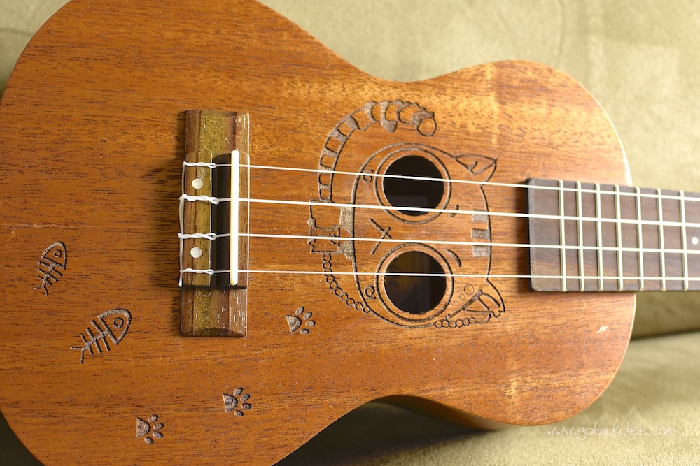 Kmise Carved Cat Concert Ukulele
