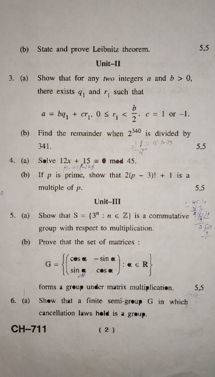 BCA Mathematics-II Question Paper HPU