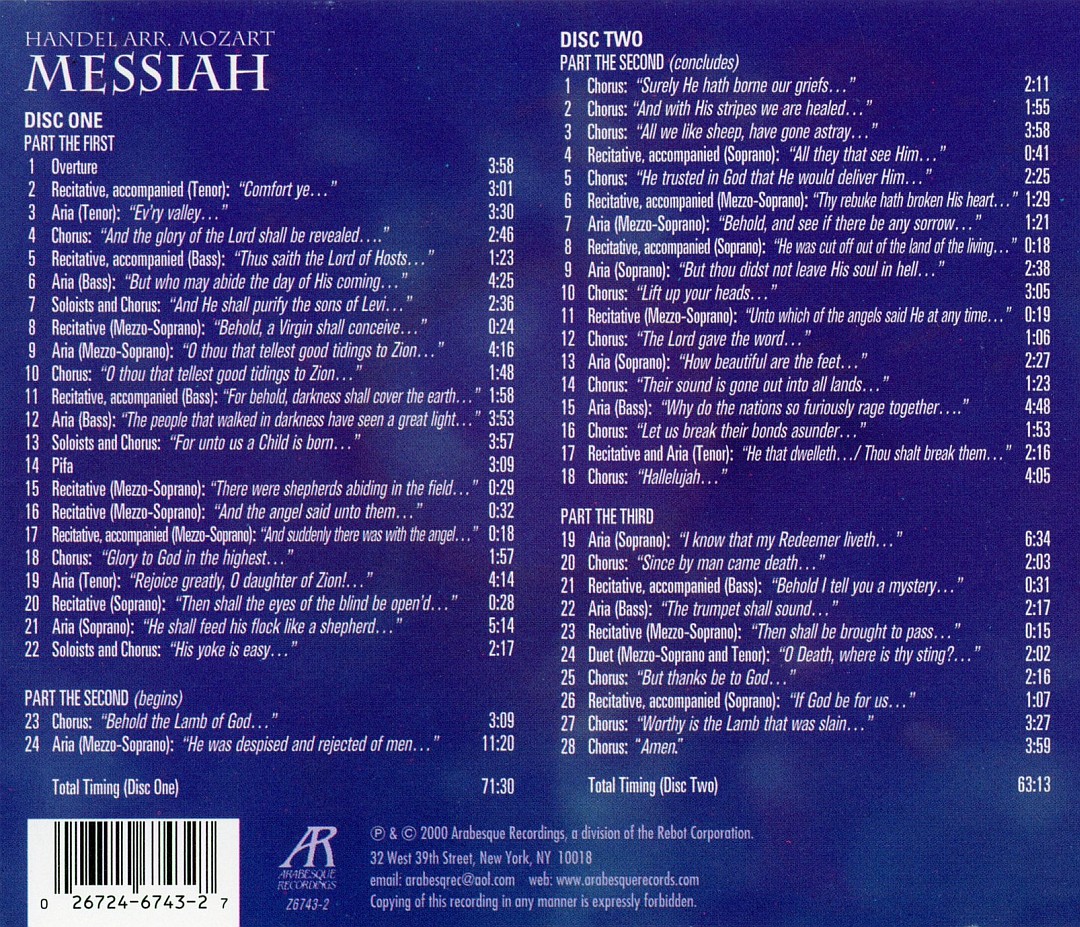 makdelart - classique: Handel - Messiah, arr. Mozart [in English] (H&H Society, Andrew Parrott ...