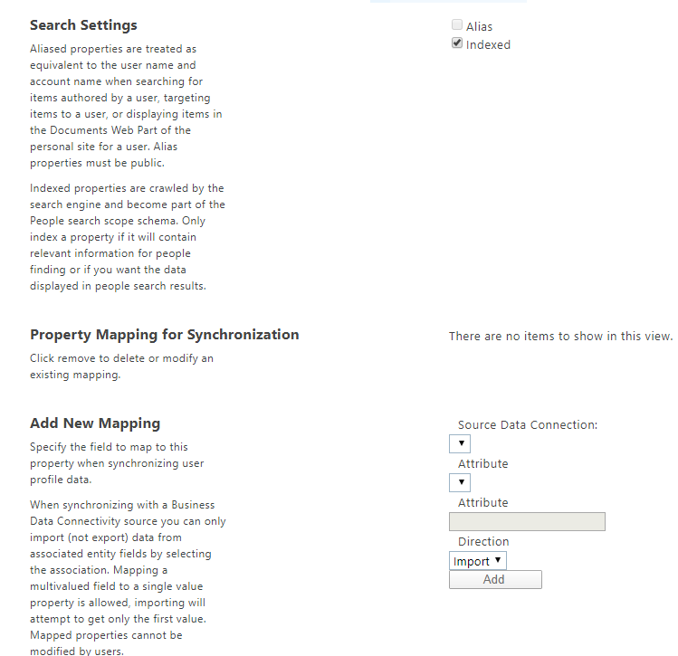 Add and edit user profile properties in SharePoint