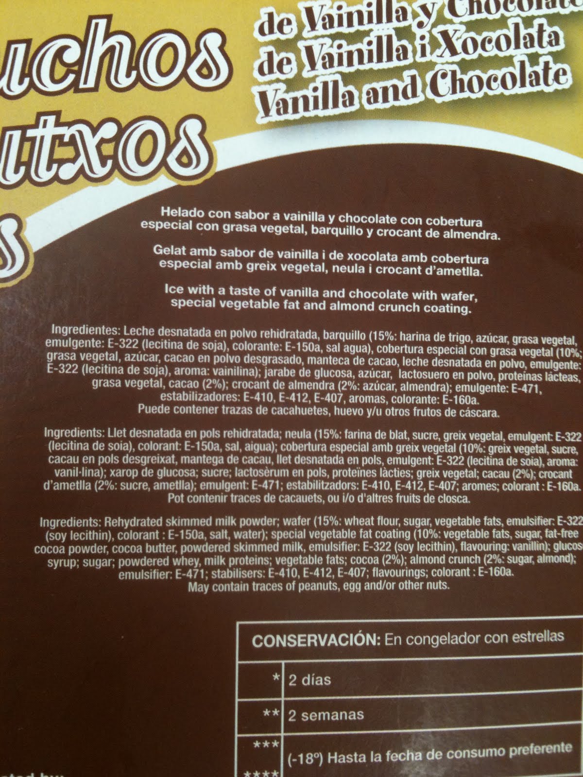 Alergia a la Soja: Helados: Cucuruchos Vainilla - Chocolate MARCA ...