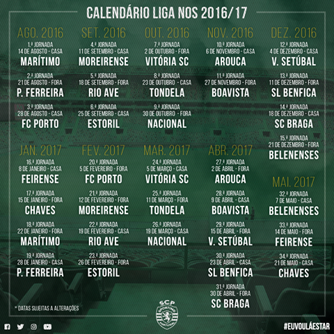 O Artista do Dia: Futebol Português: O calendário para 2016/17