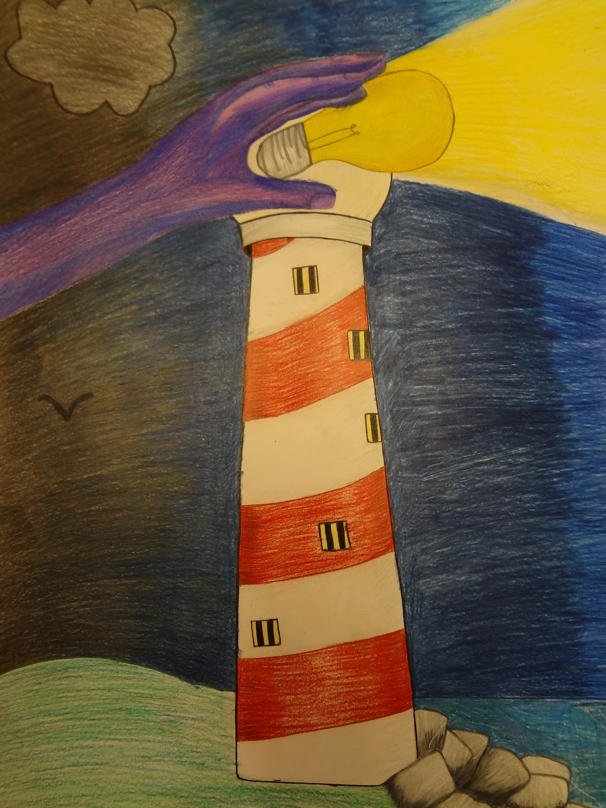 Sharpies, paint, and paper! Oh my!: High School Handscapes
