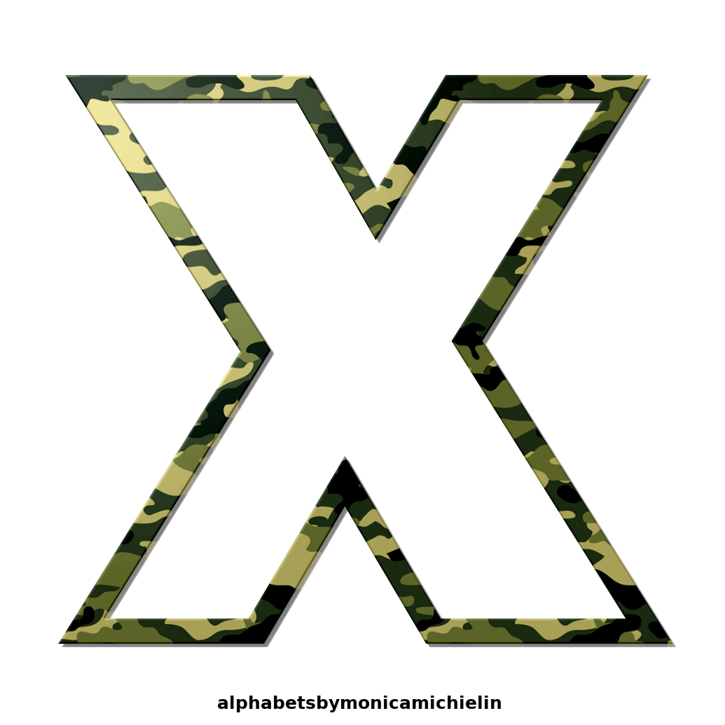 M. Michielin Alphabets: CAMOUFLAGE ALPHABET GREEN LETTER OUTLINE PNG, # ...
