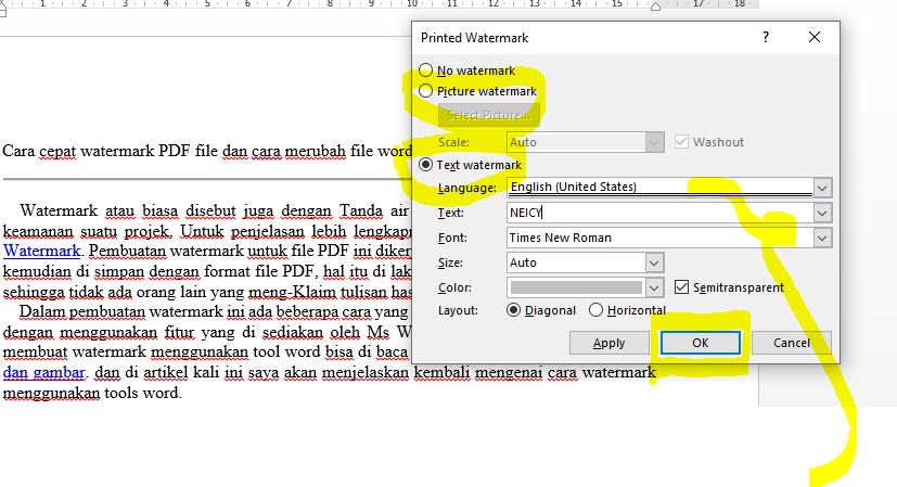 Cara Watermark PDF & Word To PDF - NeicyTekno