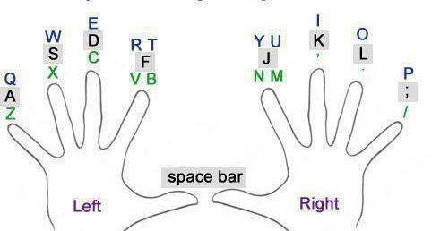 Useful Information and Knowledge.: Keyboarding Finger Chart..