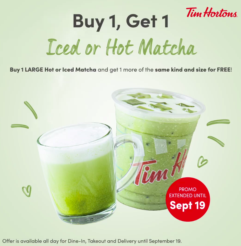 Manila Shopper: Tim Hortons Buy1 Get1 Macha Promo: Sept 2020