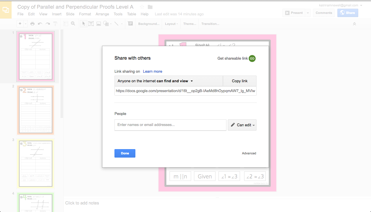 Google Parallel and Perpendicular Lines Proofs Activity | Mrs. Newell's ...