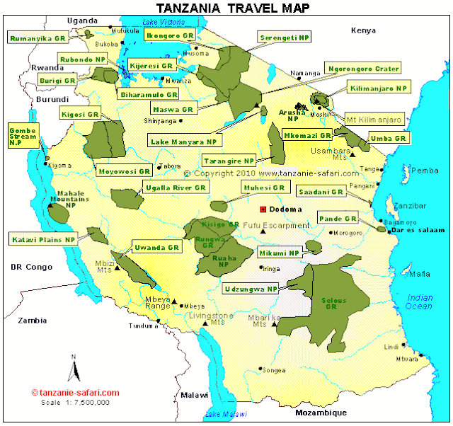 TANZANIA - GEOGRAPHICAL MAPS OF TANZANIA