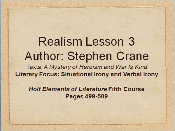 Miss Moats's English Class: Unit 4: Lesson 3: A Mystery of Heroism, War ...