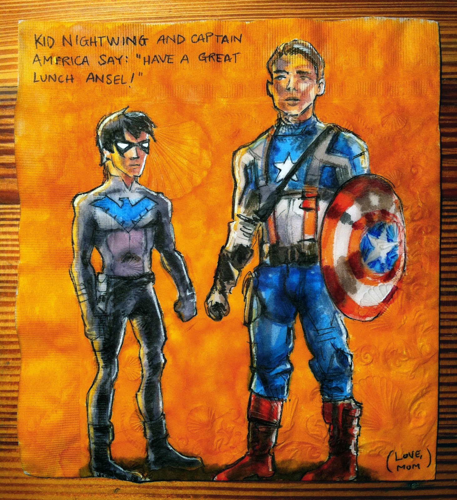 Daily Napkins: Kid Nightwing and Captain America for Ansel