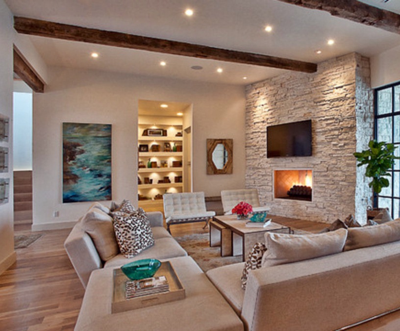 Living Room Decoration More Beautiful With Natural Stone Wall - Dream House