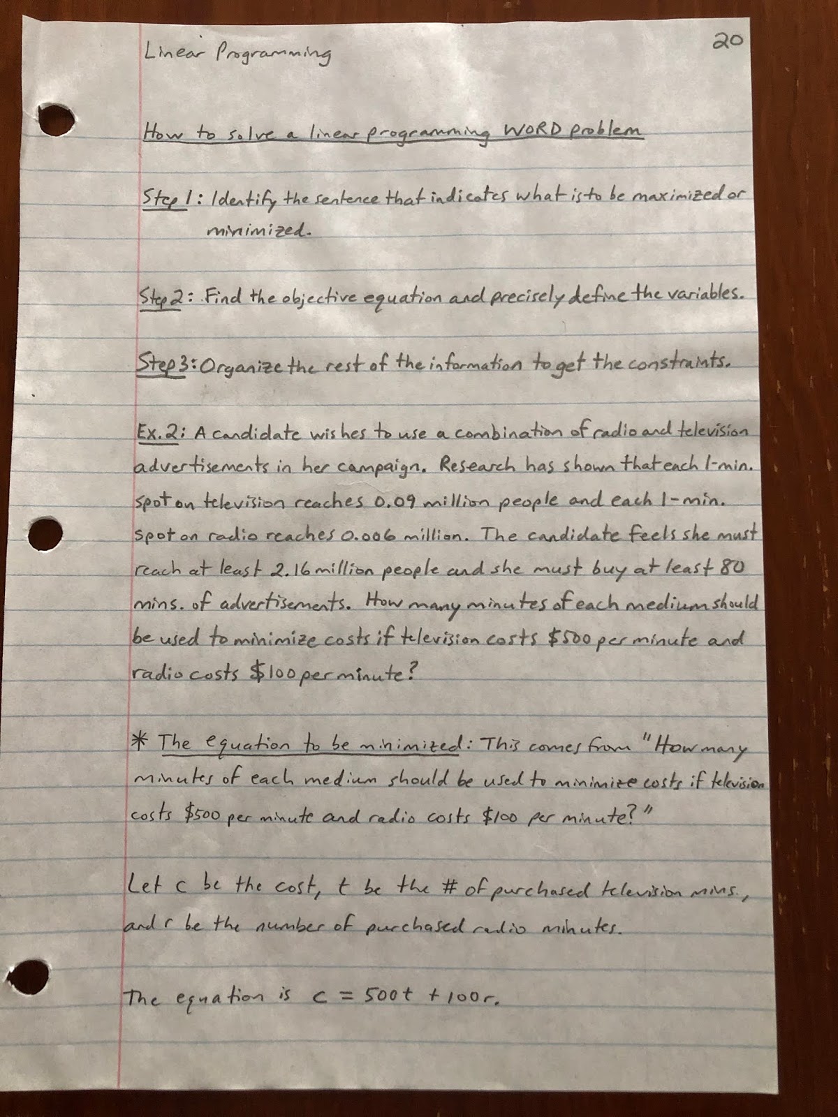 Professor Frank s Math Blog How To Solve A Linear Programming Word Professor Frank s Math Blog How To Solve A Linear Programming Word