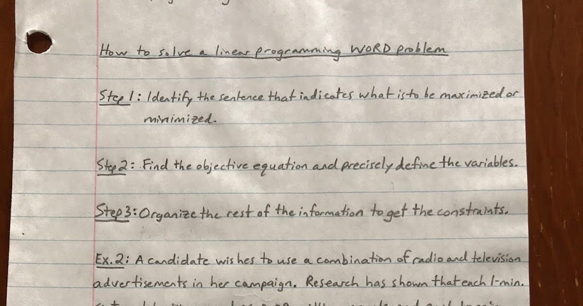 Professor Frank’s Math Blog: How to Solve a Linear Programming Word ...