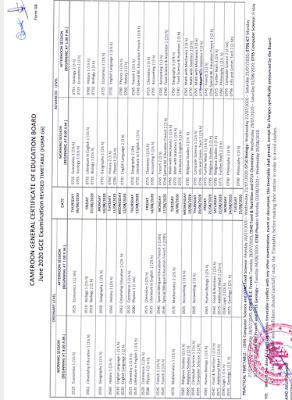 GCE 2020 ADVANCED LEVEL AND ORDINARY LEVEL EXAM TIME TABLE. - Kamer Jam