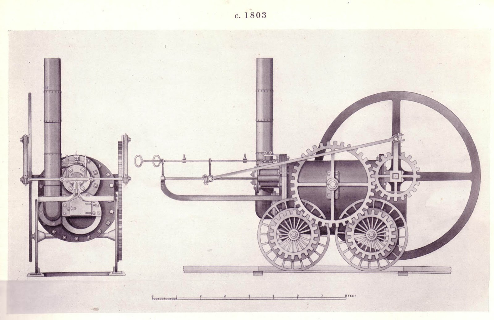 transpress nz: 'Coalbrookdale' steam locomotive of Richard Trevithick, 1803