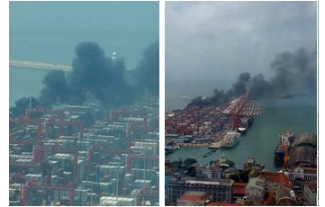 Tyres catch fire at Colombo Port