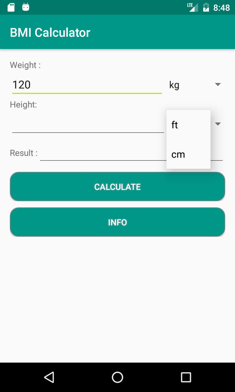 BMI calculator android app