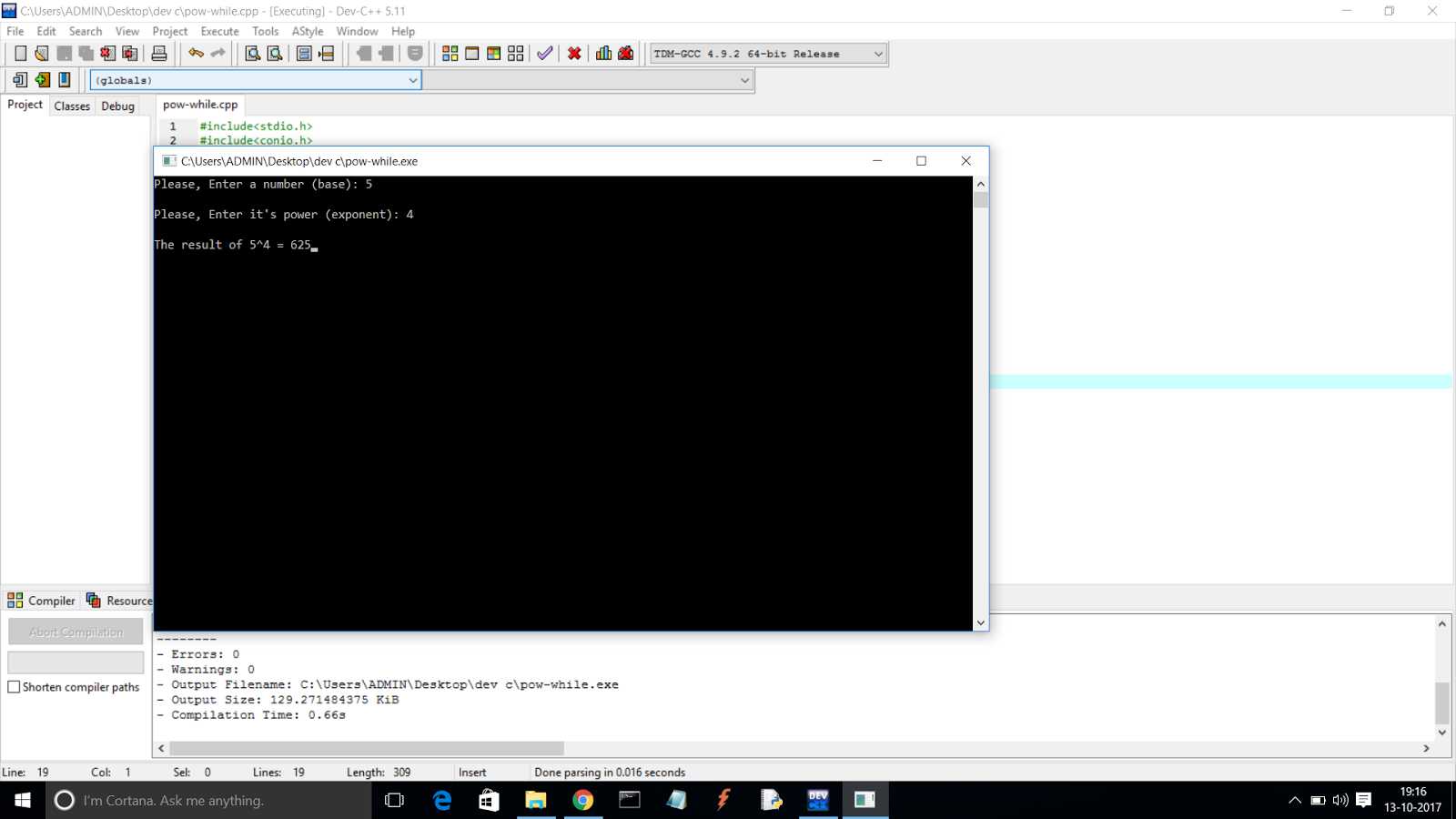 C-program to calculate power of a number