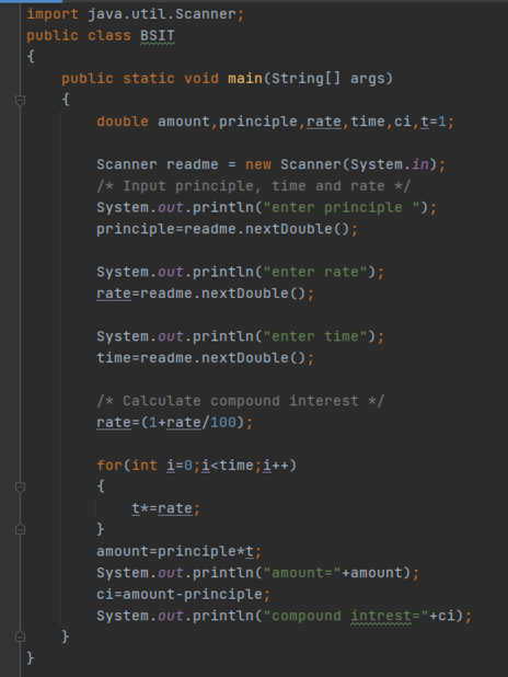 Write A Java Program To Input Principle (Amount), Time, And Rate (P, T ...