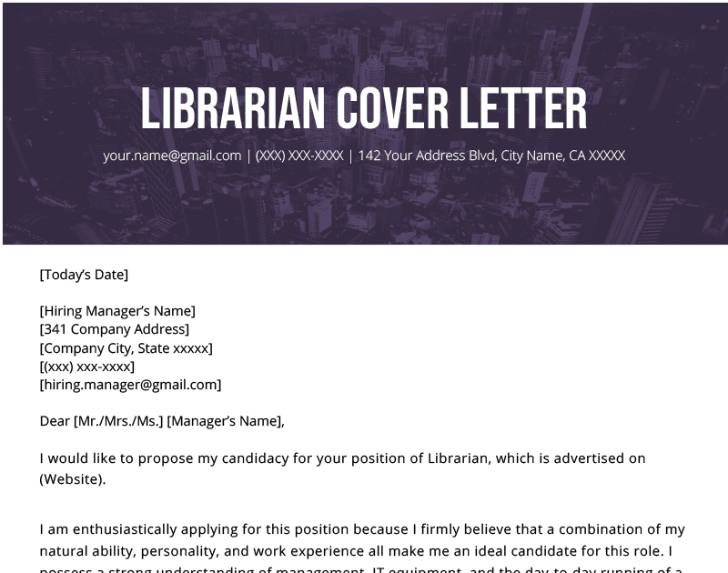 Library Cover Letters ~ Resume Letter