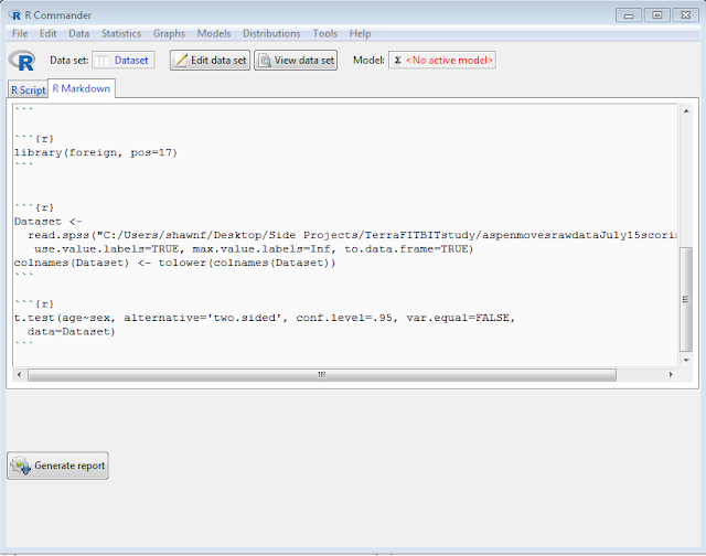 Brief look at R Commander: A free R based point and click program. Part 1.
