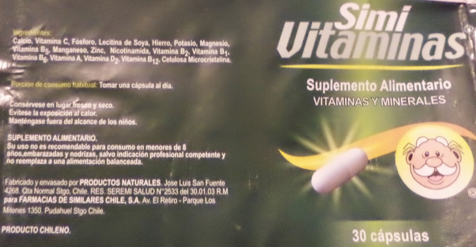 Ingredientes de Productos: SUPLEMENTO ALIMENTICIO: SIMI VITAMINAS ...