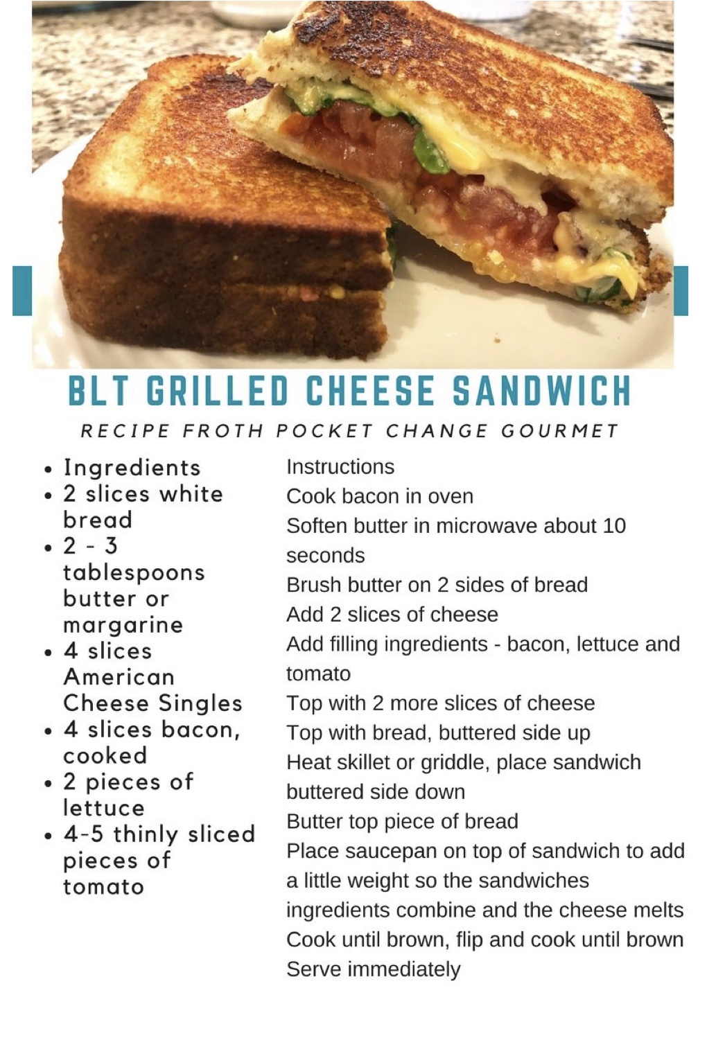 Recipe Review BLT Grilled Cheese Sandwich from The Pocket Change Gourmet