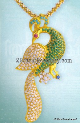 22 Carat Gold Peacock Pendant - Jewellery Designs