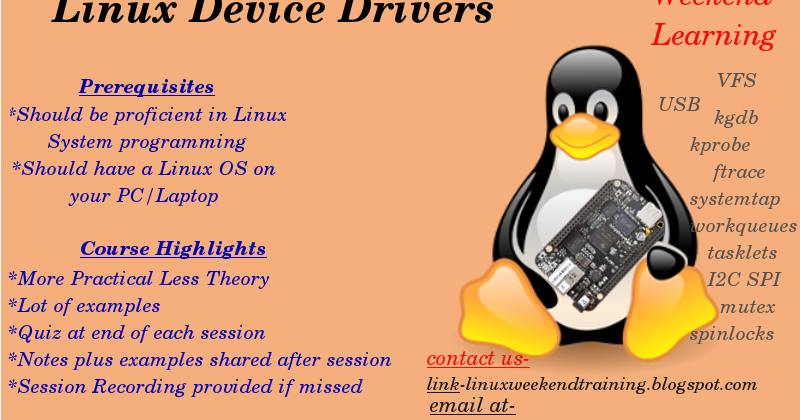 Linux Device Drivers Weekend Course Syllabus