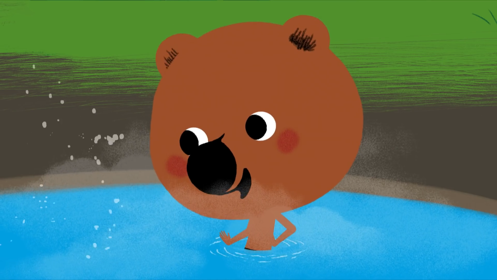 Shirtless Drawn Cartoon Boys: Mouk & Chavapa in Swimming Trunks