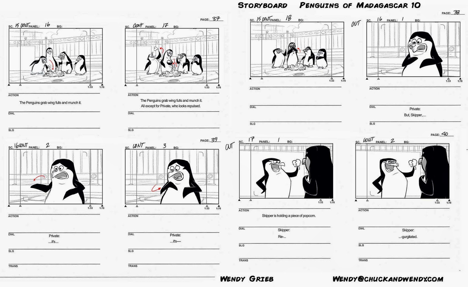 Wendy Grieb's Storyboard Portfolio: Penguins of Madagascar Storyboard Test