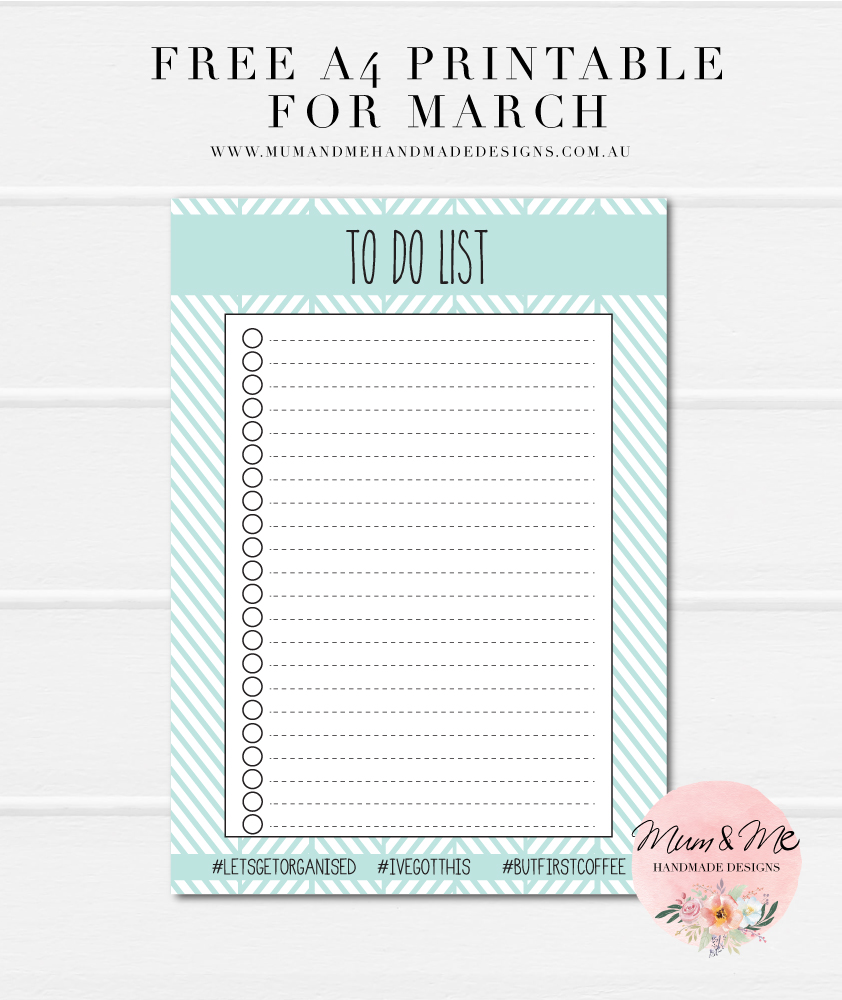 Mum and Me Handmade Designs: FREE PRINTABLE FOR MARCH - TO DO LIST