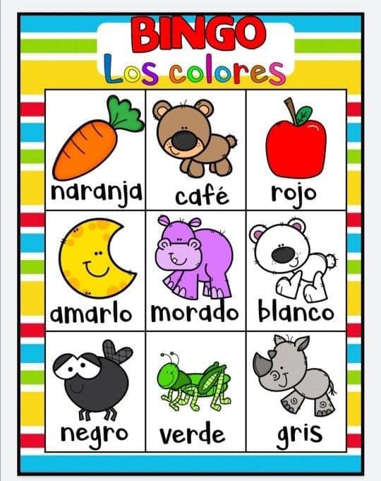 Juego Bingo de los Colores | Mundo de Rukkia