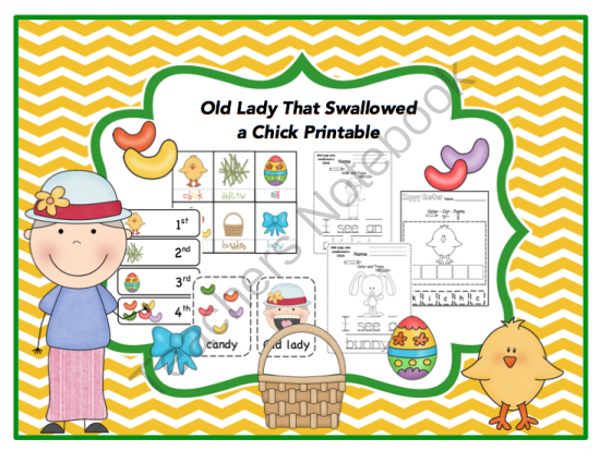 Old Lady Who Swallowed a Chick Printable ~ Preschool Printables