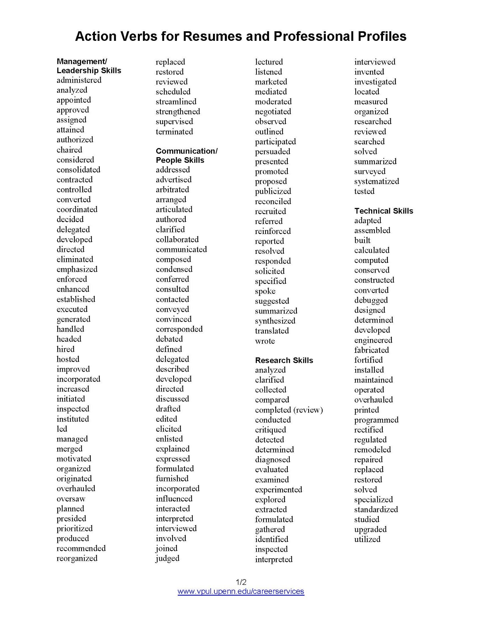 Action Words For Resumes ~ Certificate Letter