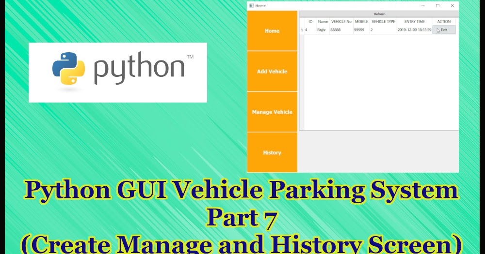 Python GUI Vehicle Parking System Project Part 16.7 | Creating Manage ...