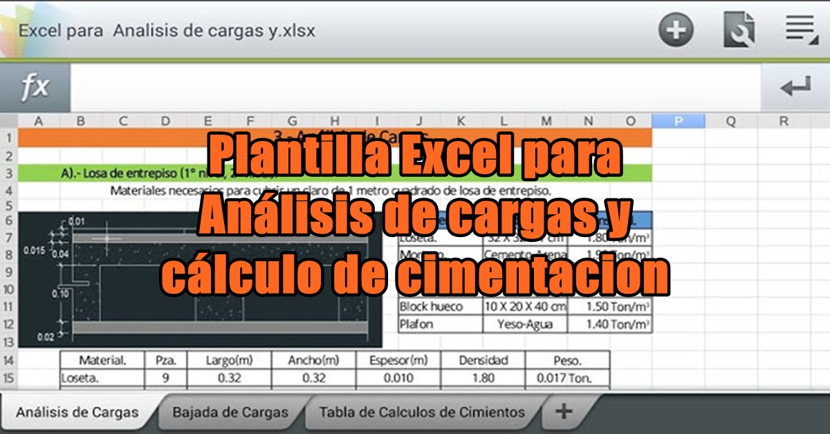 🏅 Descargar gratis Plantilla Excel para Analisis de cargas y calculo de cimentacion ...