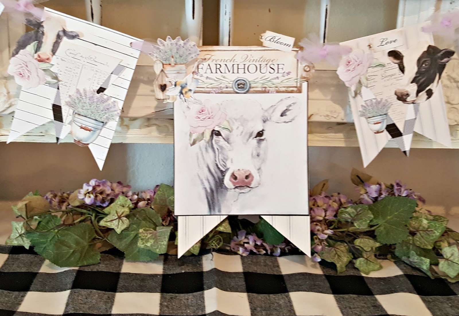 Penny's Vintage Home: French Farmhouse Banner & Lavender Flower Bar