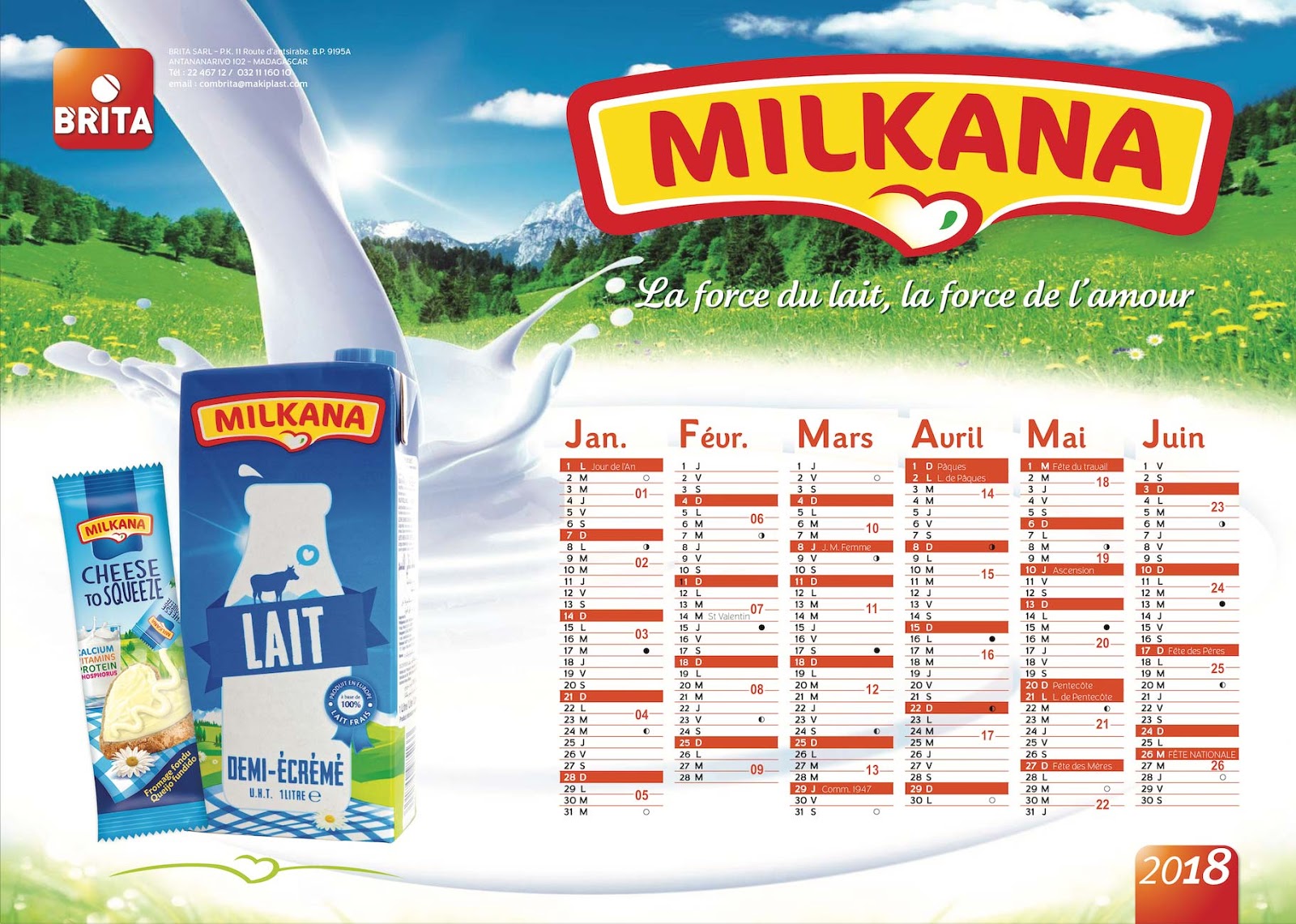Conception de calendriers plateaux 2018, Brita | PK Designer graphique ...