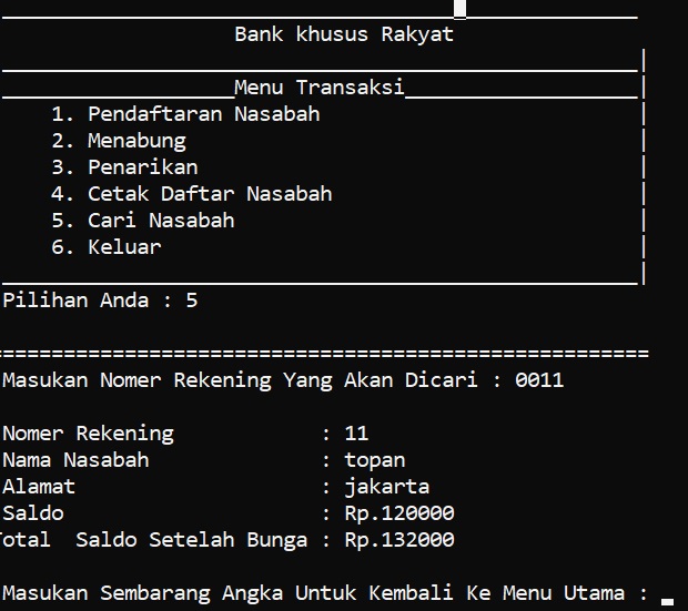 Program bank ATM lengkap pemograman c++ - Informatika IT