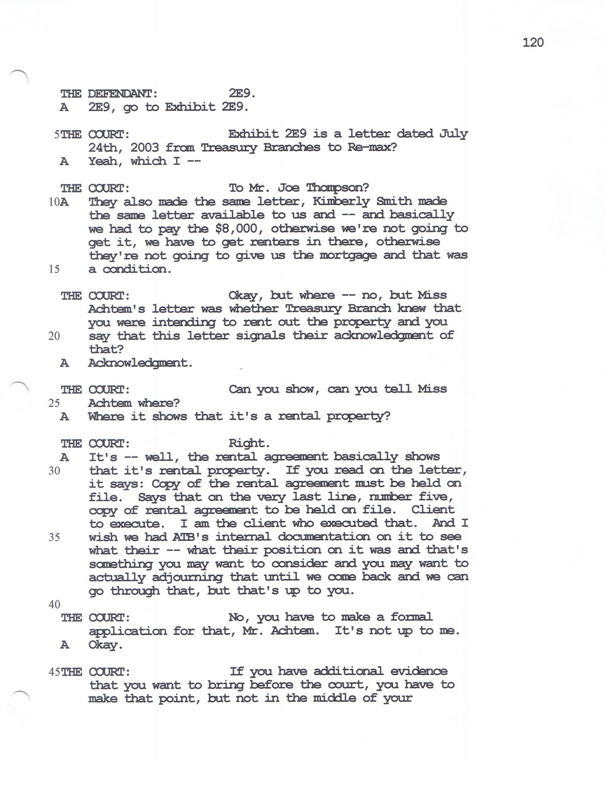 EXHIBITS: EXHIBIT T - Transcript portions: