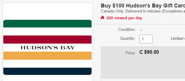 7月16日：Hudson's Bay九折礼卡 - Dr.Siha专栏 (Canada)