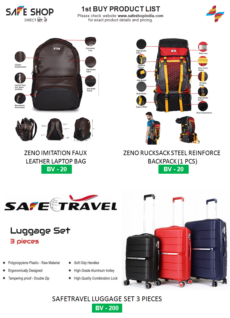 SAFE SHOP PRODUCT DETAILS FOR JOINING | SAFE SHOP ALL PRODUCTS LIST WITH BV