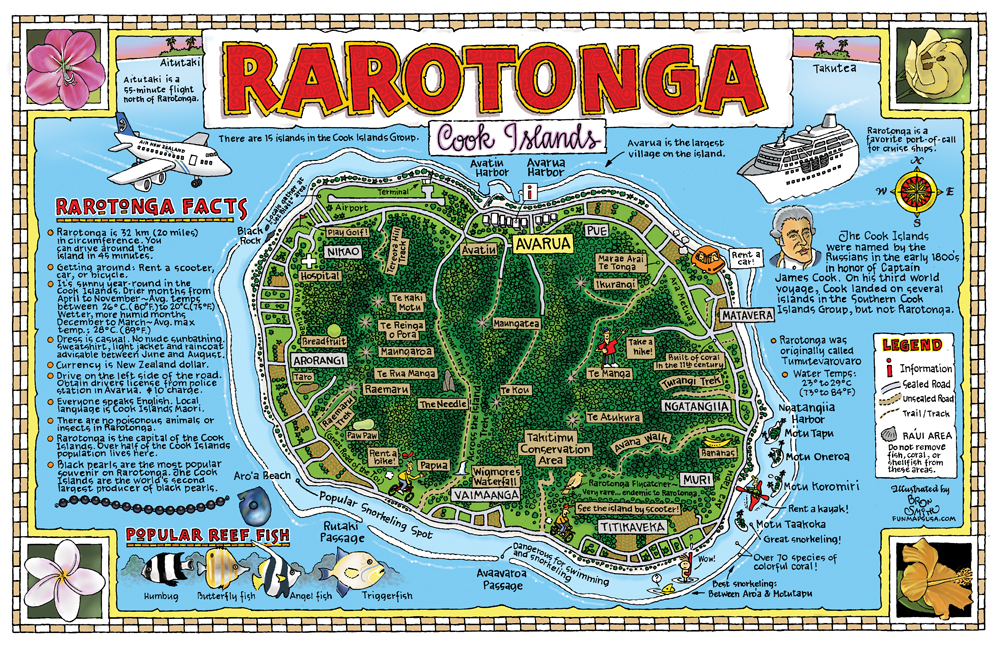 Raquel Ritz Viajes: Mapa de Rarotonga- Islas Cook