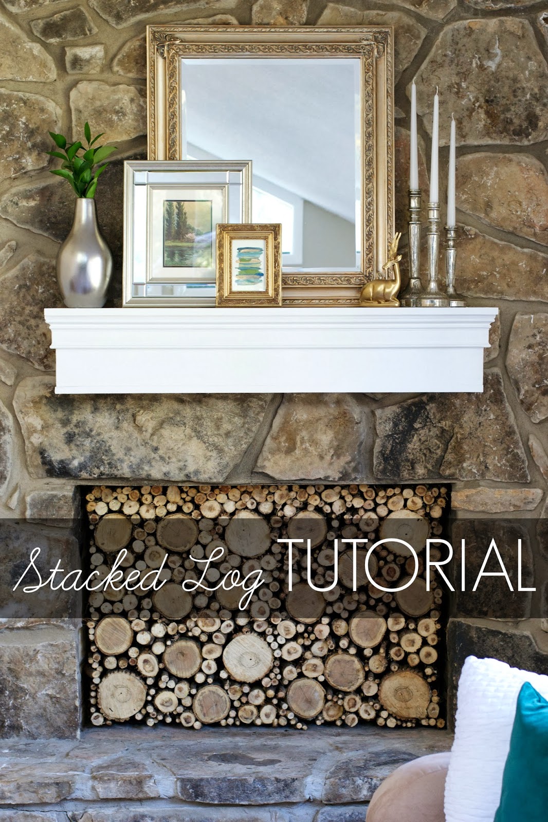 DIY Faux Stacked Log Fireplace Tutorial