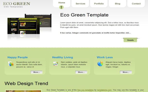 Free Nature Eco Green Grey CSS Website Template