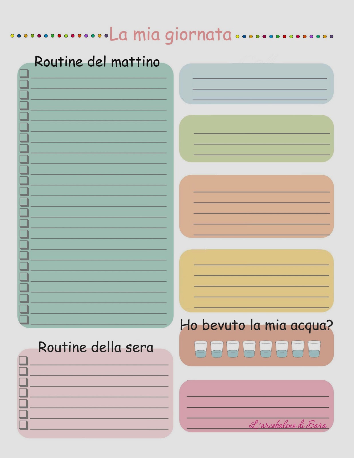 Stampabili: routine quotidiana e routine settimanale ~ L'arcobaleno di Sara